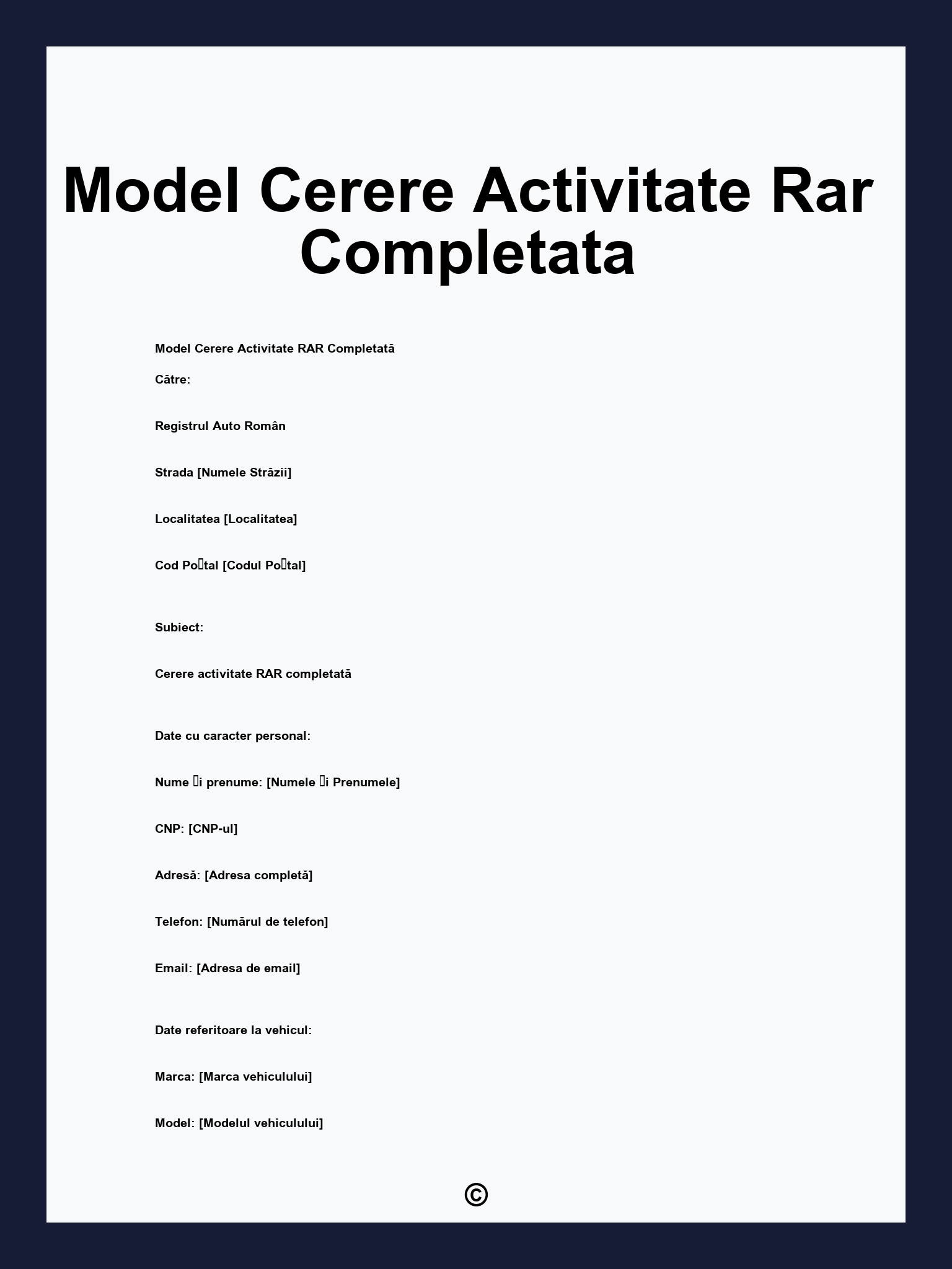 Model Cerere Activitate Rar Completata