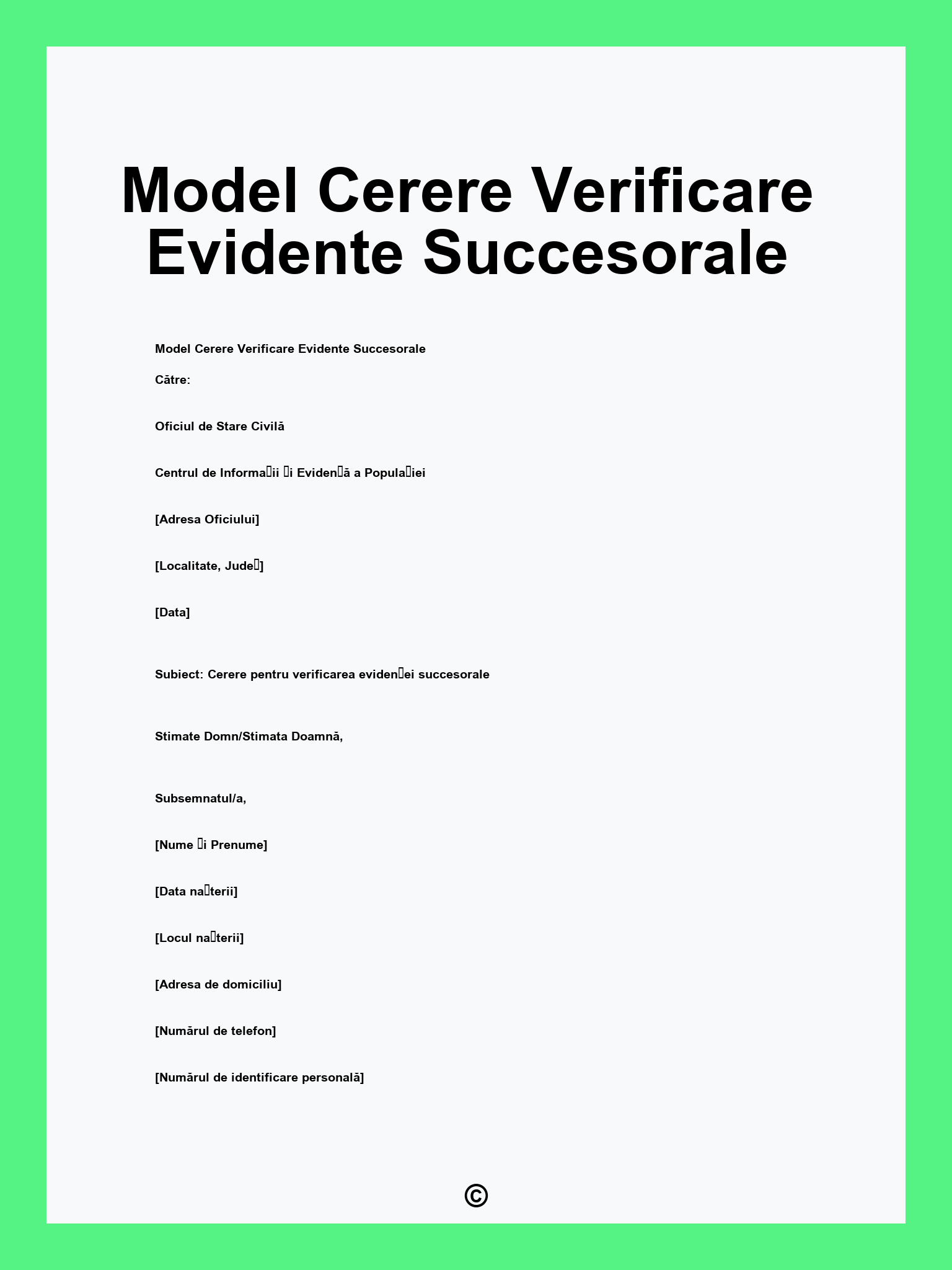 Model Cerere Verificare Evidente Succesorale